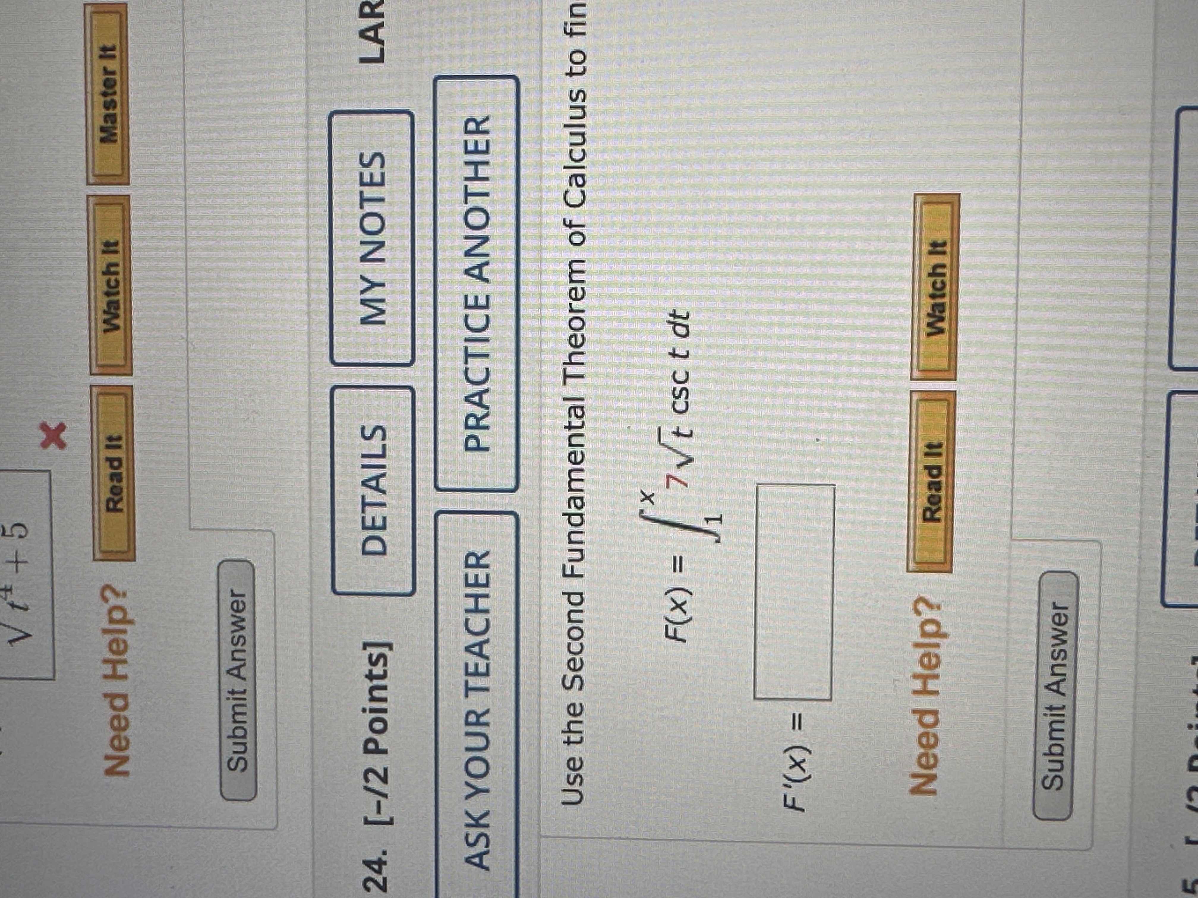 Solved Use the Second Fundamental Theorem of Calculus to | Chegg.com