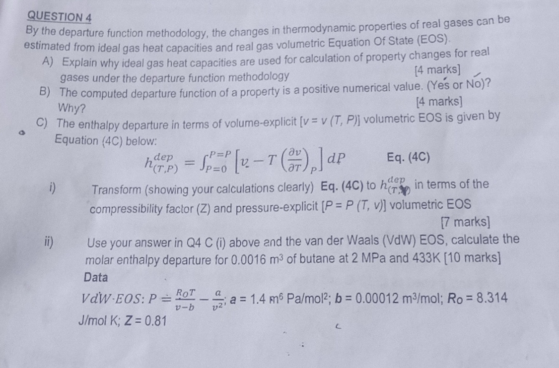 Solved QUESTION 4By the departure function methodology, the | Chegg.com
