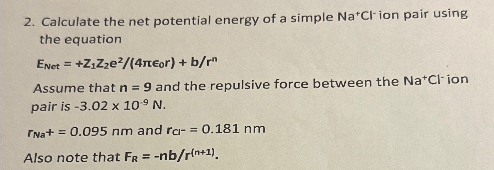 Solved Calculate the net potential energy of a simple | Chegg.com