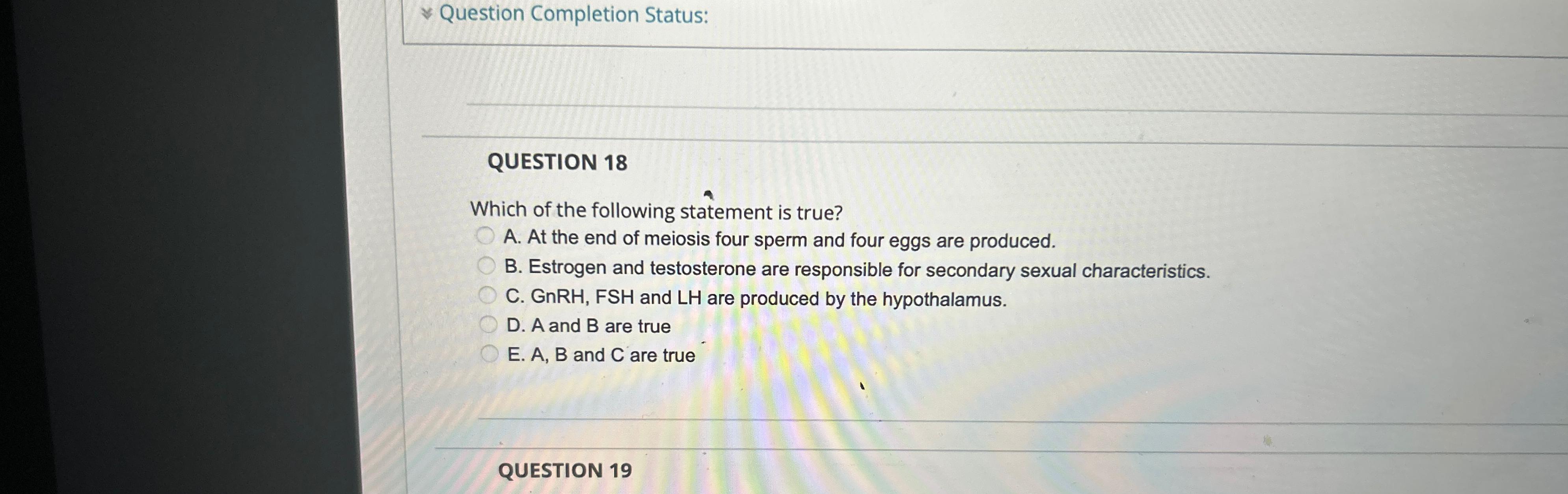 Question Completion Status:QUESTION 18Which of the | Chegg.com