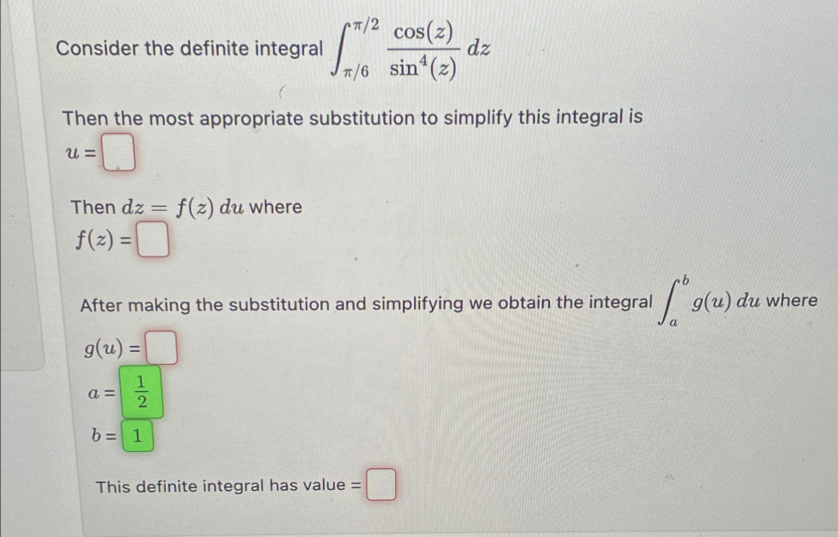 Solved Consider the definite integral | Chegg.com