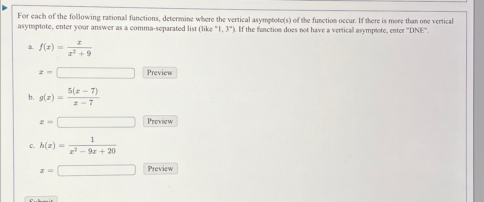 Solved For each of the following rational functions, | Chegg.com