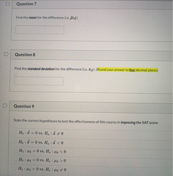 Solved Use the following information to answer questions 7. | Chegg.com