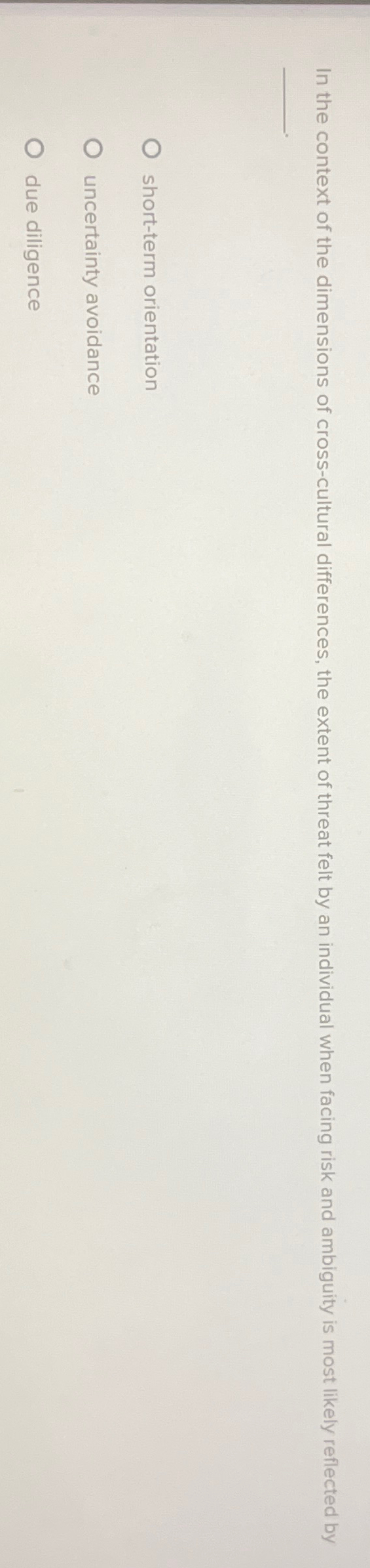 Solved In the context of the dimensions of cross-cultural | Chegg.com