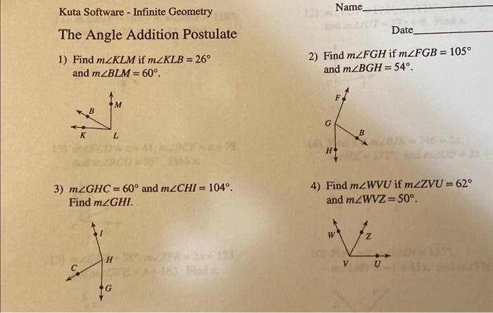 Solved The Angle Addition Postulate 1) Find m∠KLM if | Chegg.com