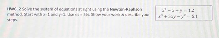 Solved HW6_2 Solve the system of equations at right using | Chegg.com