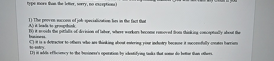 Solved type more than the letter, sorry, no exceptions)The | Chegg.com