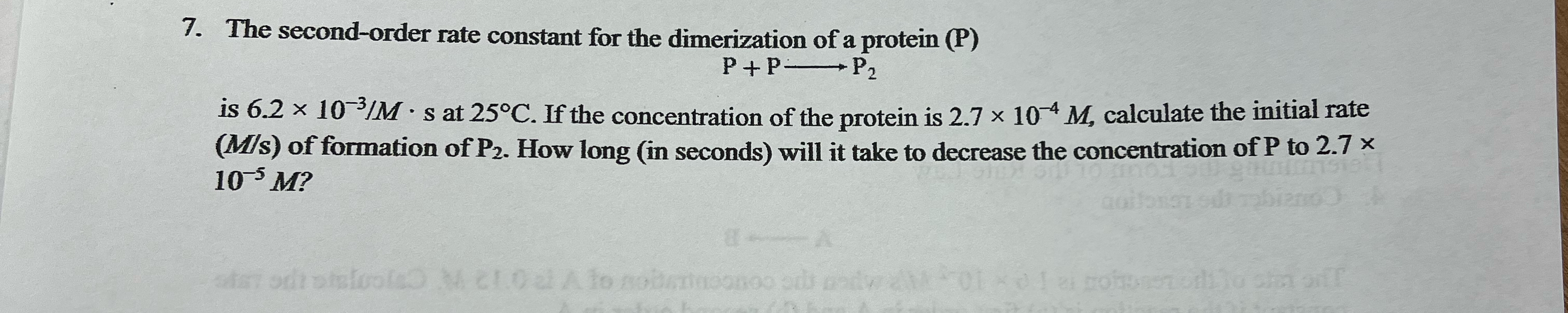 Solved The second-order rate constant for the dimerization | Chegg.com