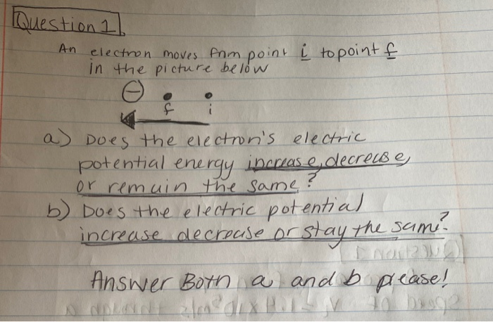 Solved Question 1! An electron moves from point in the | Chegg.com