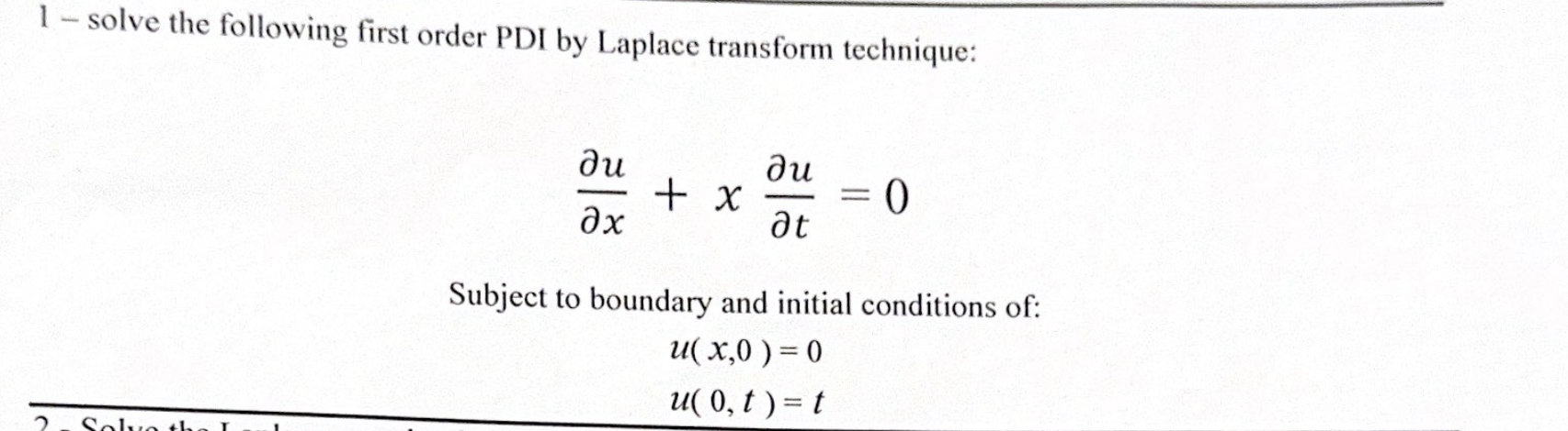 Solved l - ﻿solve the following first order PDI by Laplace | Chegg.com