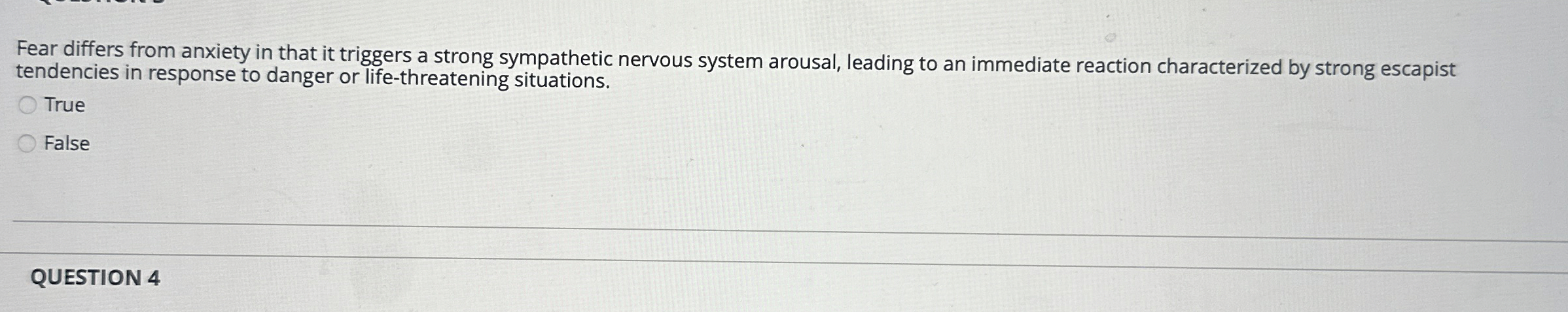Solved Fear differs from anxiety in that it triggers a | Chegg.com