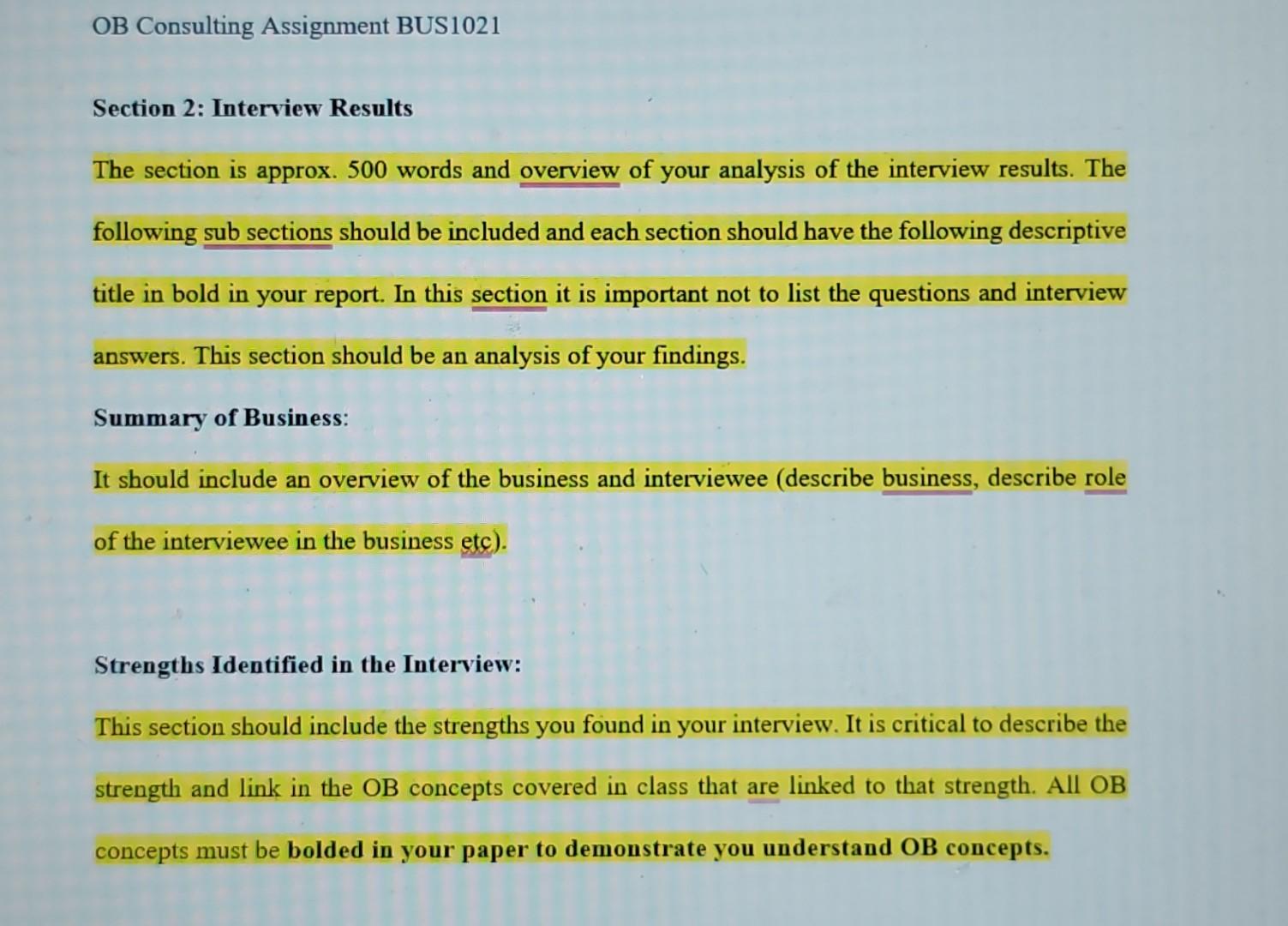 Solved OB Consulting Assignment BUS1021 Section 1: Executive | Chegg.com