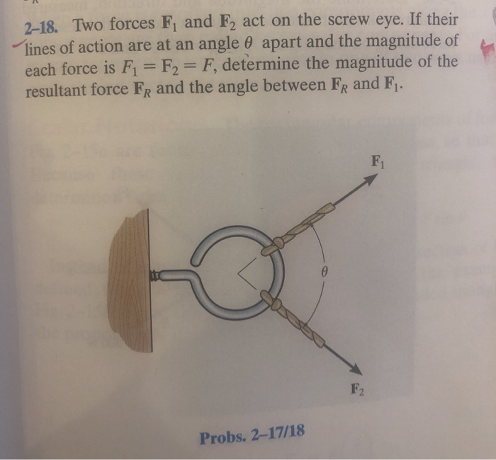 Solved 2–22. If the resultant Fr of the two forces acting on | Chegg.com