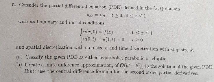 Solved 5. Consider the partial differential equation (PDE) | Chegg.com