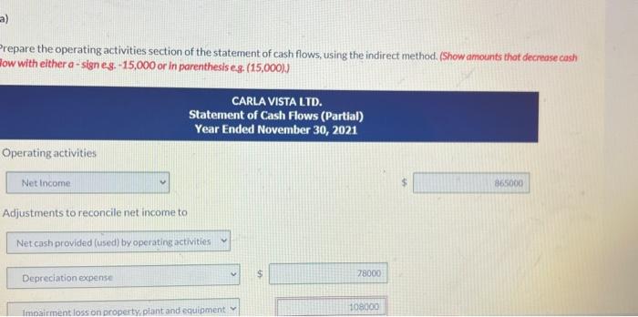 Solved The statement of income for Carla Vista Ltd., a | Chegg.com