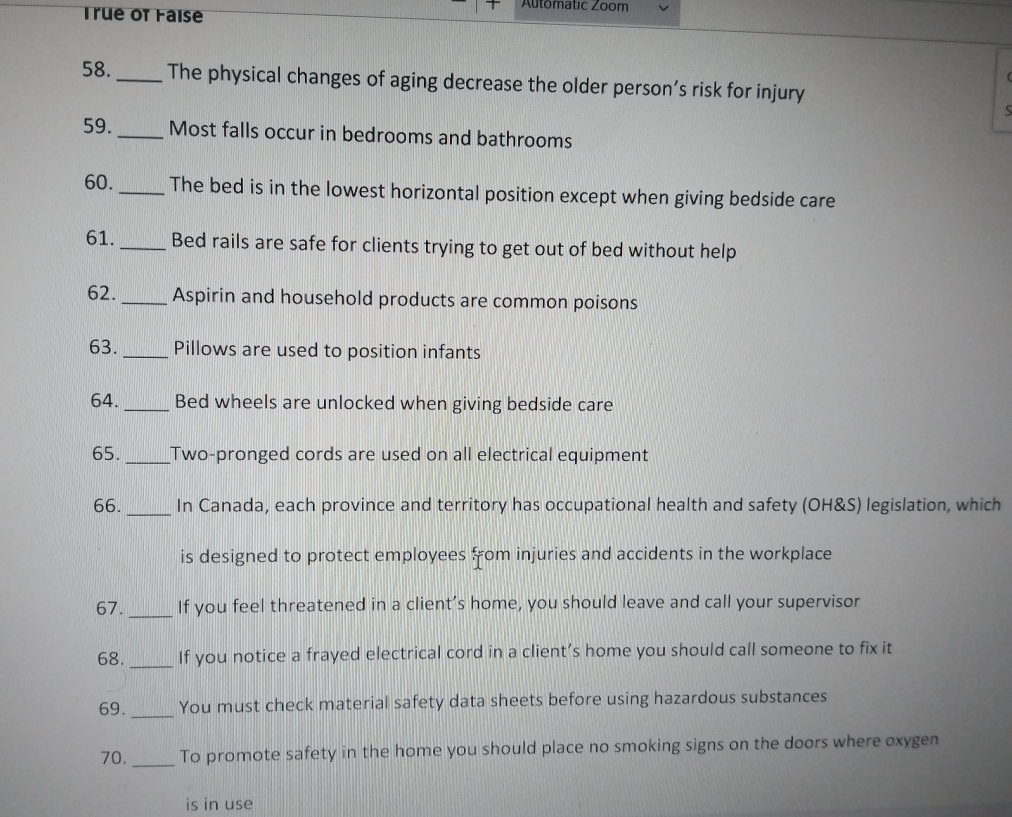 Solved The physical changes of aging decrease the older | Chegg.com