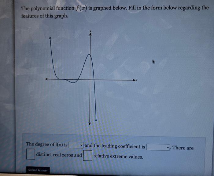 Solved The polynomial function f(x) is graphed below. Fill | Chegg.com