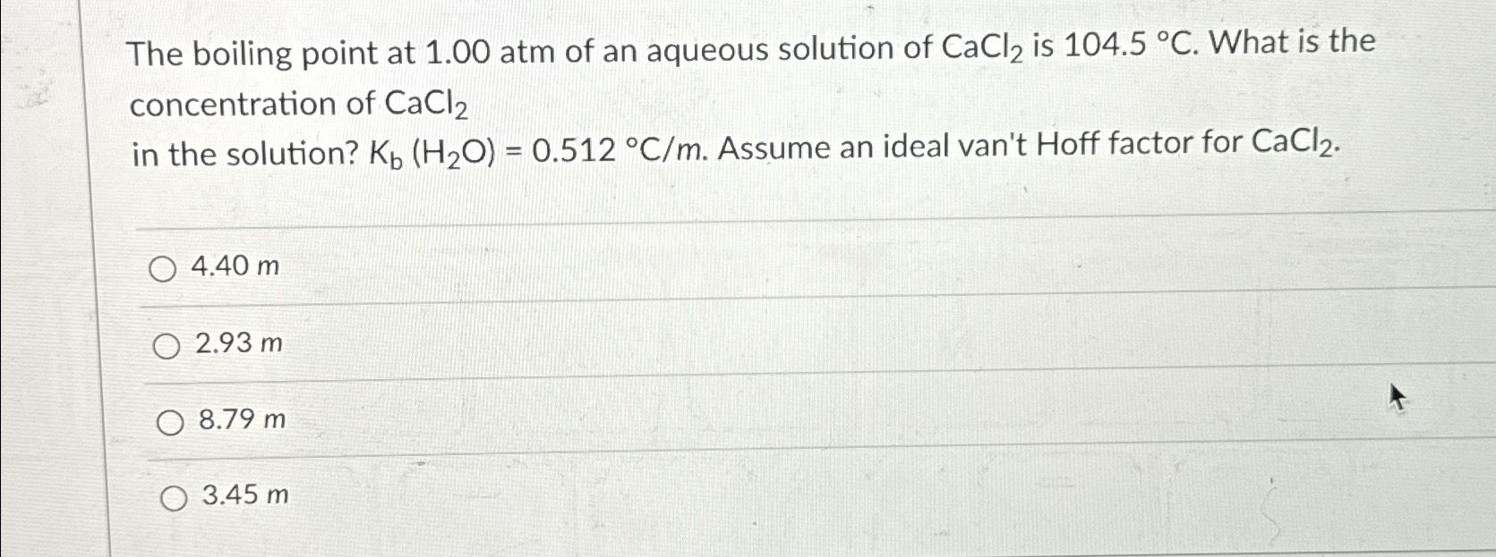 Solved The boiling point at 1.00atm of an aqueous solution | Chegg.com