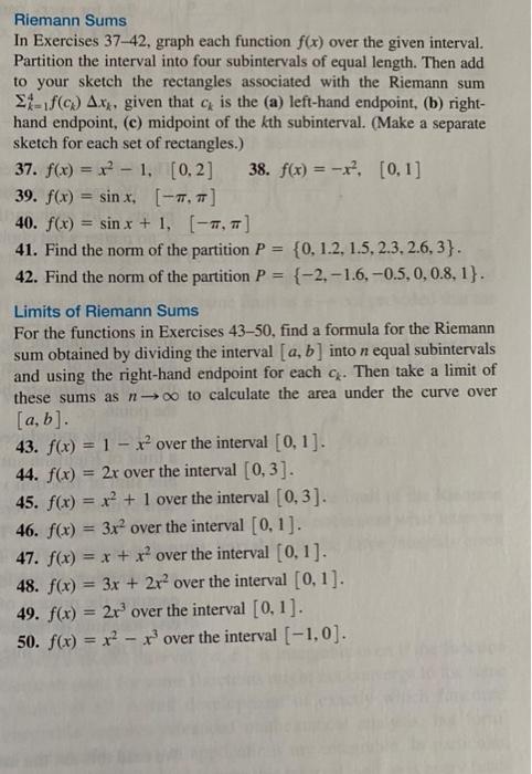 Solved Riemann Sums In Exercises 37-42, graph each function | Chegg.com