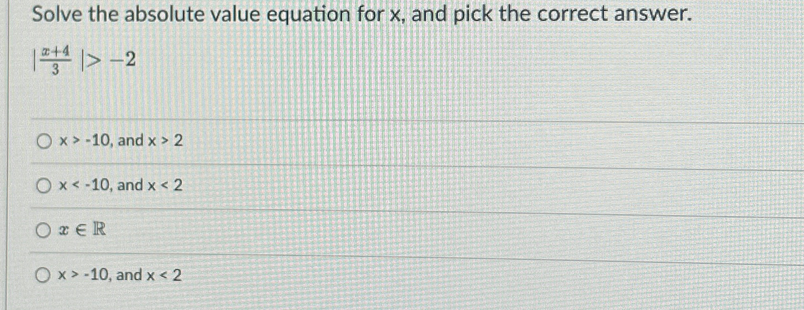 Solved Solve the absolute value equation for x, ﻿and pick | Chegg.com
