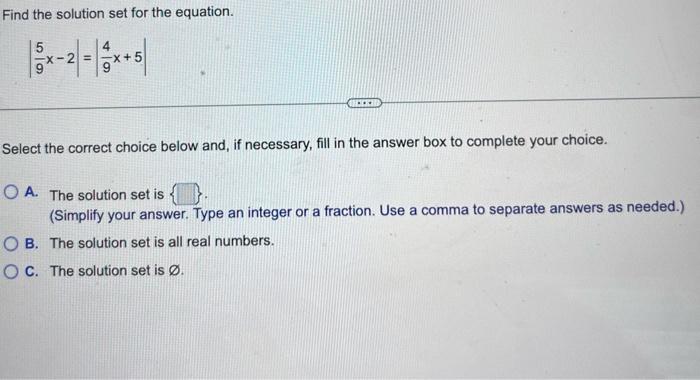 Solved Find the solution set for the equation. | Chegg.com