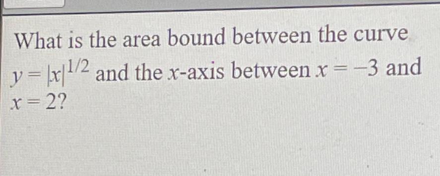 Solved What is the area bound between the curve y=|x|12 ﻿and | Chegg.com