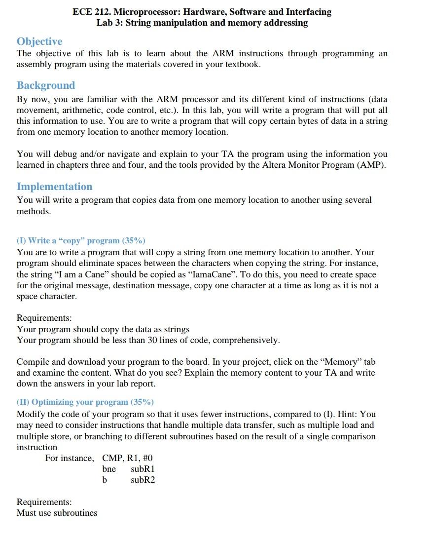 ECE 212. Microprocessor: Hardware, Software and | Chegg.com
