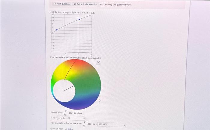 Solved Find the surtace area of revolution aboed the x axm | Chegg.com