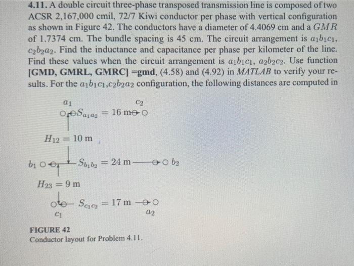 4.11. A double circuit three-phase transposed | Chegg.com
