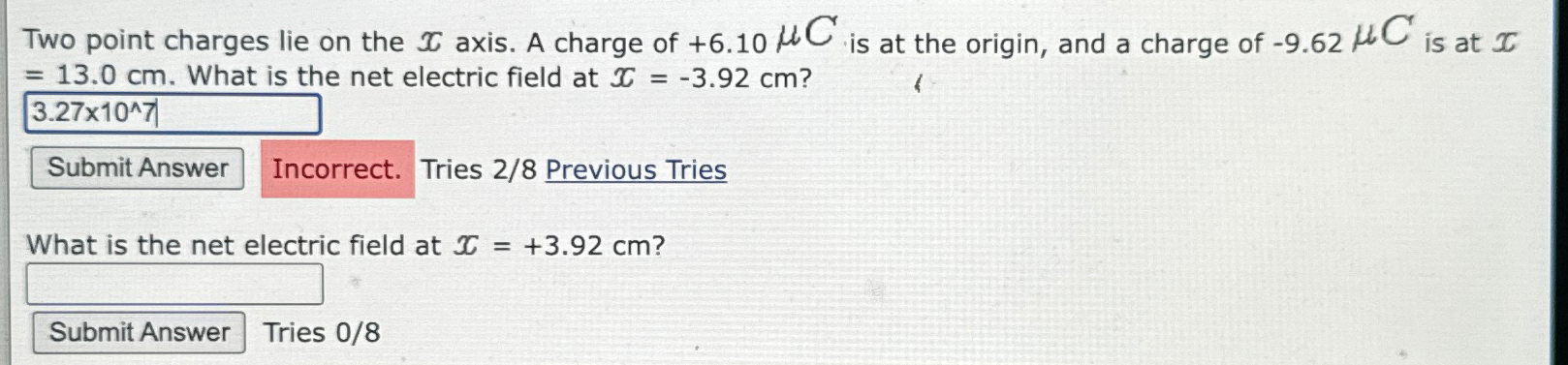 Solved Two point charges lie on the x ﻿axis. A charge of | Chegg.com