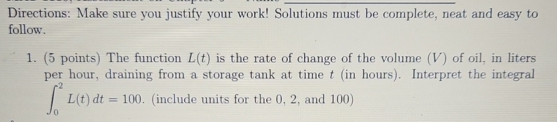 Solved Directions: Make sure you justify your work! | Chegg.com