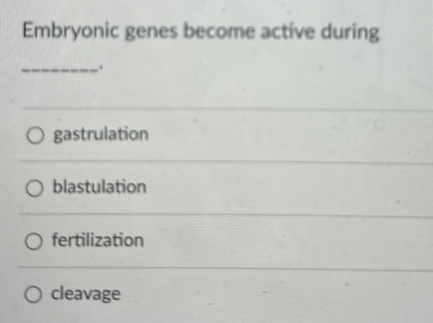 Solved Embryonic genes become active | Chegg.com