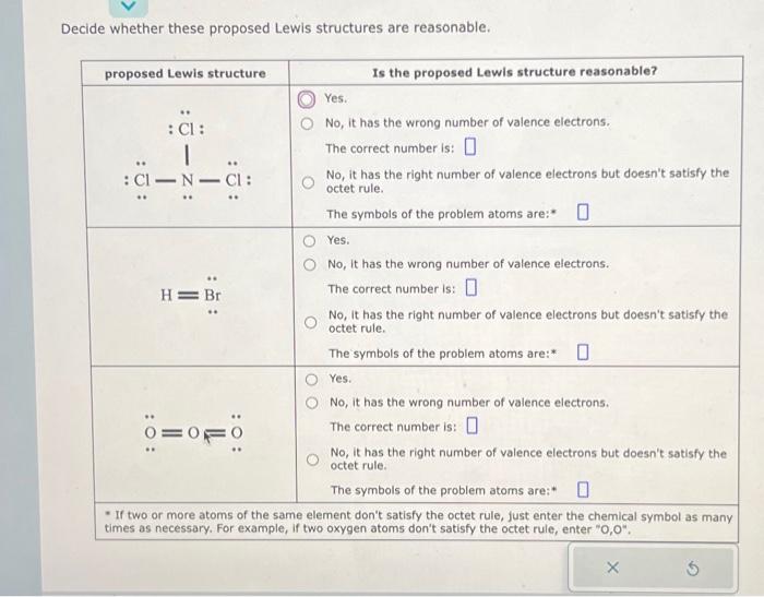 Solved Decide whether these proposed Lewis structures are | Chegg.com