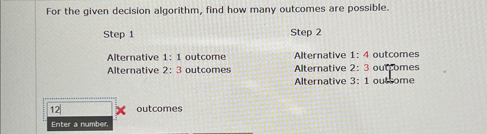 Solved For the given decision algorithm, find how many | Chegg.com