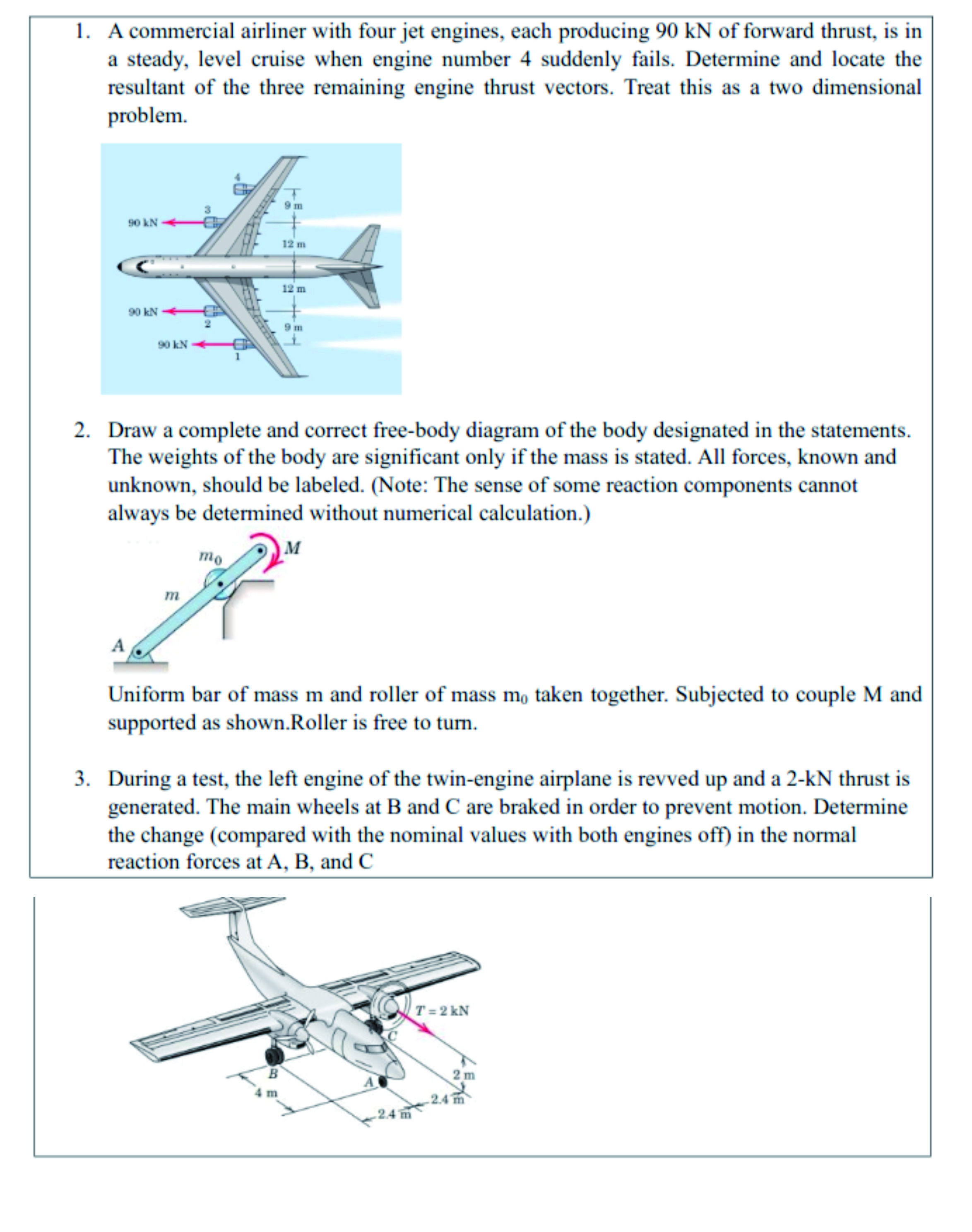 Solved A commercial airliner with four jet engines, each | Chegg.com