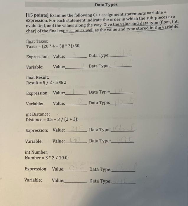 Solved [15 Points] Examine The Following C Assignment