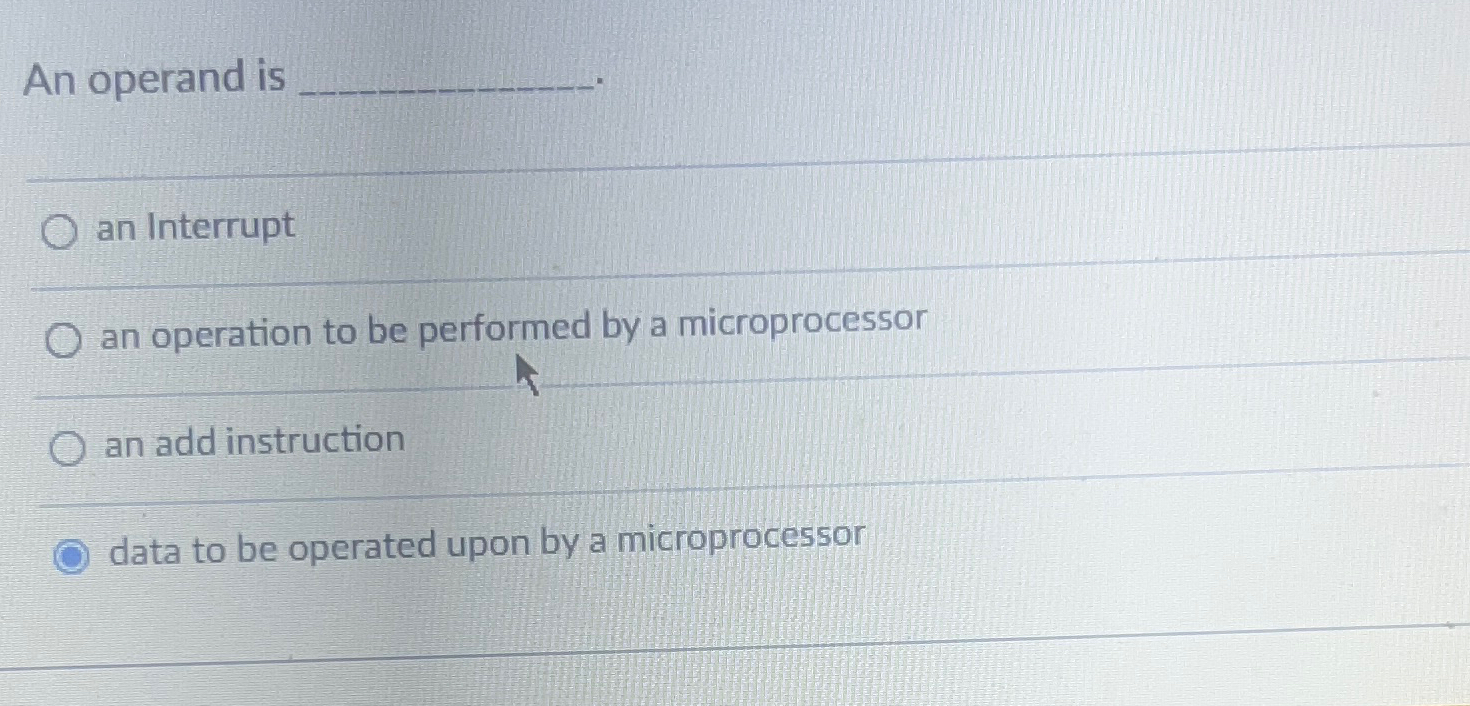 Solved An operand isan Interruptan operation to be performed | Chegg.com