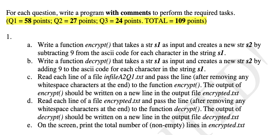 Solved Q1 58a ﻿write A Function Encrypt ﻿that Takes A