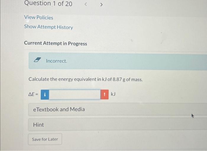 Solved Current Attempt in Progress - Incorrect. Calculate | Chegg.com