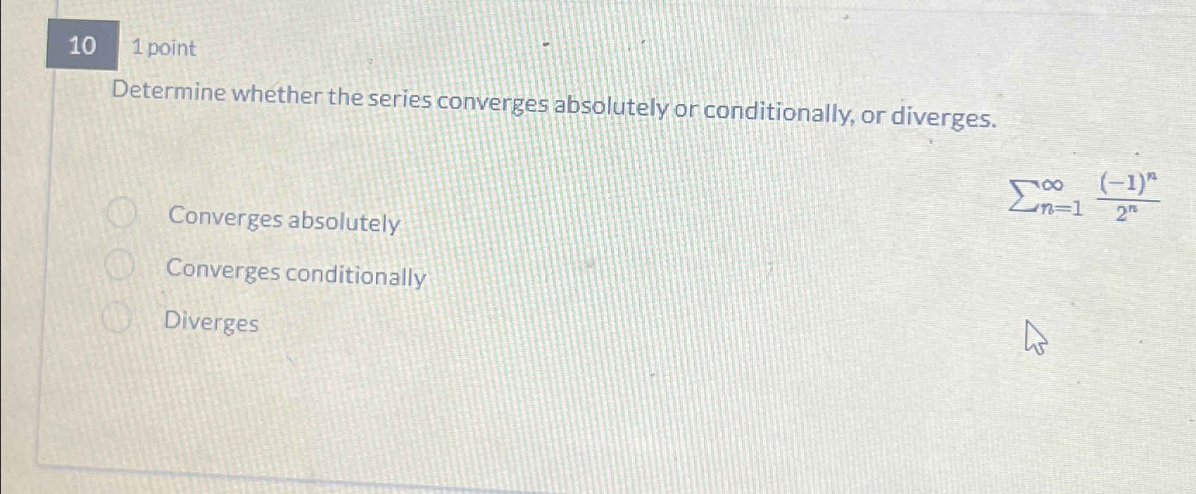 Solved 101 ﻿pointDetermine whether the series converges | Chegg.com