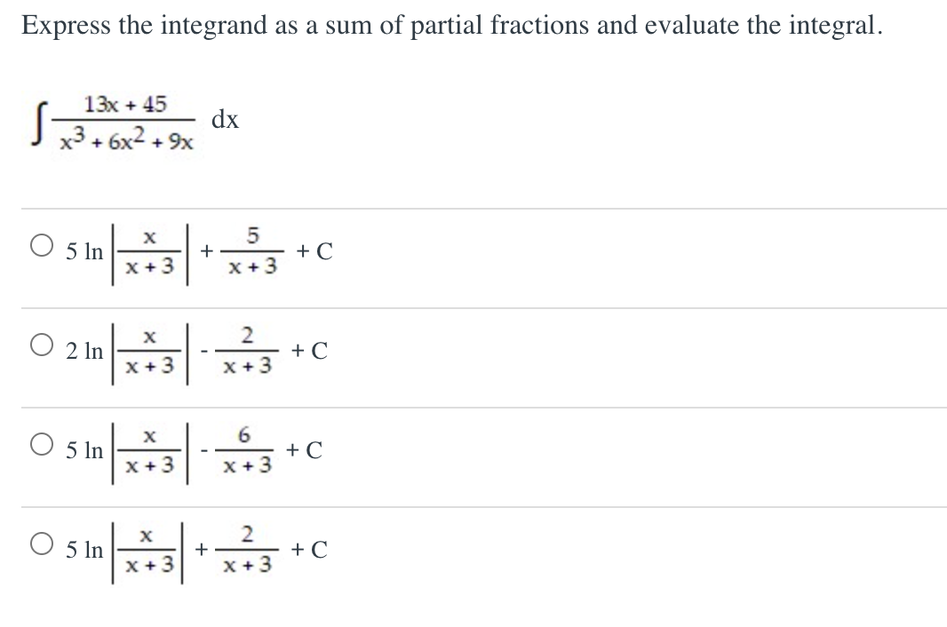 Solved Express the integrand as a sum of partial fractions | Chegg.com