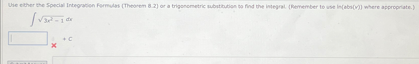 Solved Use either the Special Integration Formulas (Theorem | Chegg.com