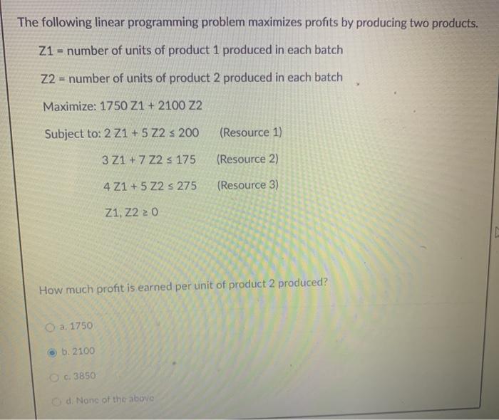 Solved The Following Linear Programming Problem Maximizes 7415
