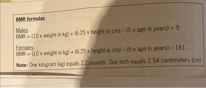 Solved 14. Figure 5-35 shows the Mifflin-St Jeor formulas | Chegg.com
