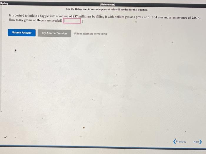 Solved Spring (References Use the References to access | Chegg.com