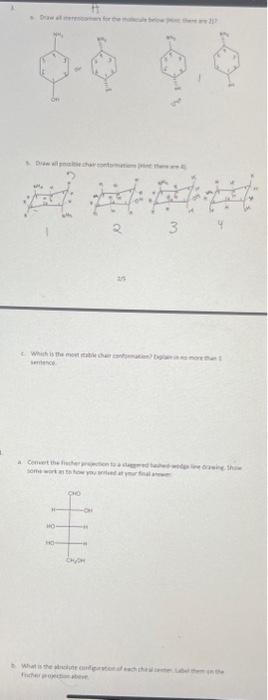 Solved 2. Draw ali stereoisomers Ior the molecule below | Chegg.com