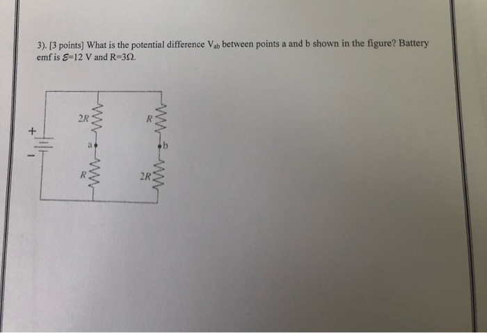 Solved 3). [3 points) What is the potential difference Vab | Chegg.com
