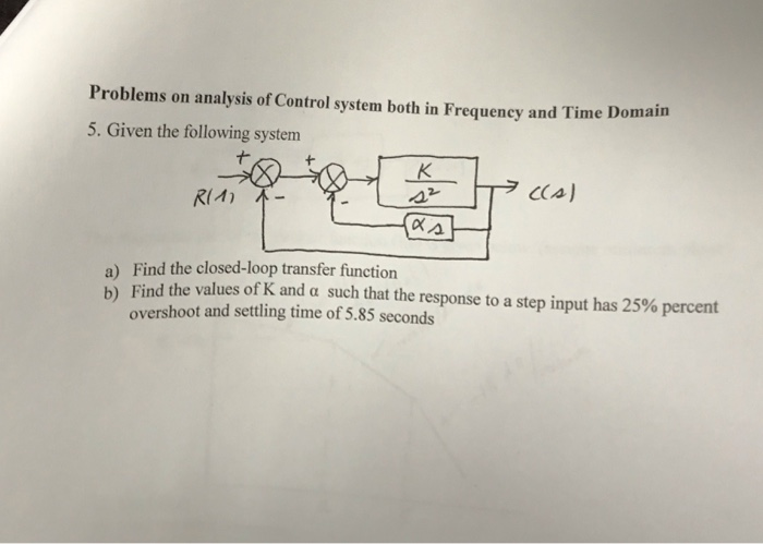 Solved Problems on analysis of Control system both in | Chegg.com