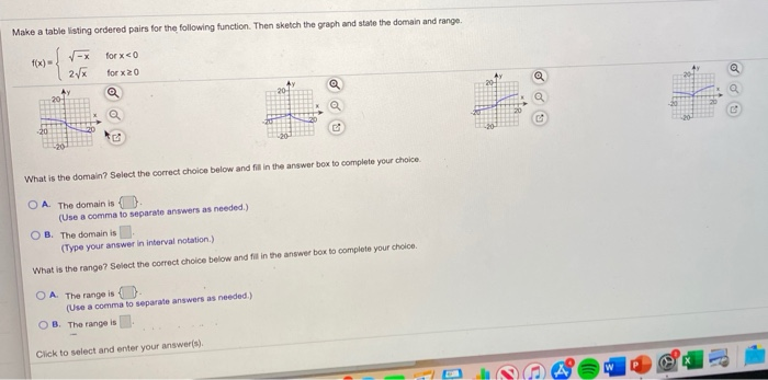 Solved Make a table listing ordered pairs for the following | Chegg.com