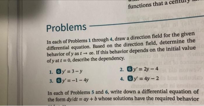 Problems In each of Problems 1 through 4, draw a | Chegg.com